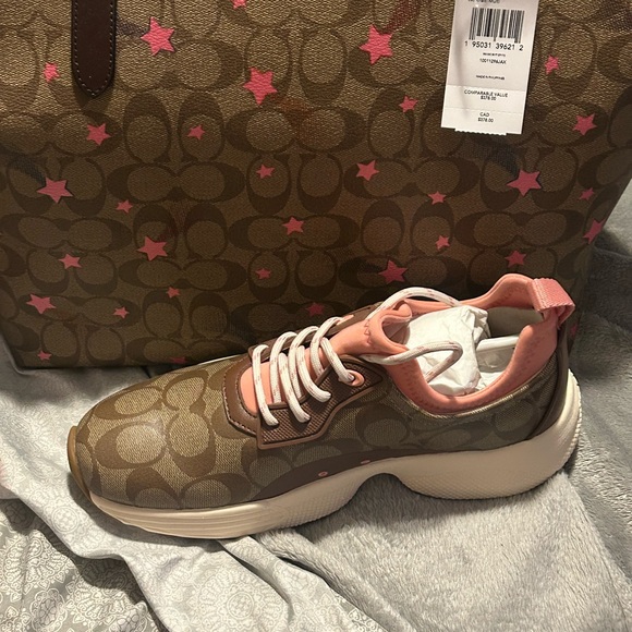 Coach | Shoes | Coach Signature Brown And Pink Sneakers | Poshmark
